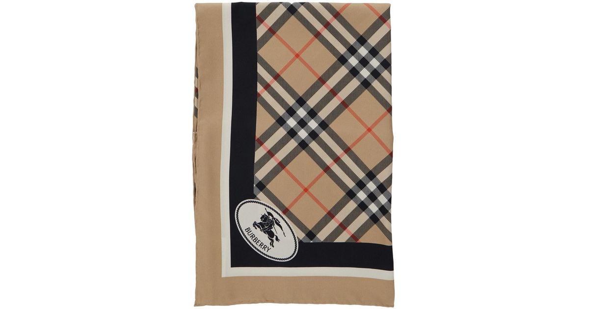 Burberry Square Scarf With Ekd Patch And Check Motif in Black | Lyst UK