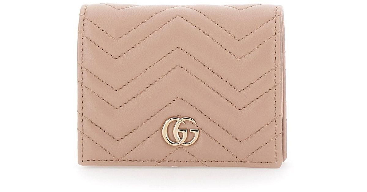 Gucci Card Holder With Gg Plaque On The Front in Natural | Lyst UK