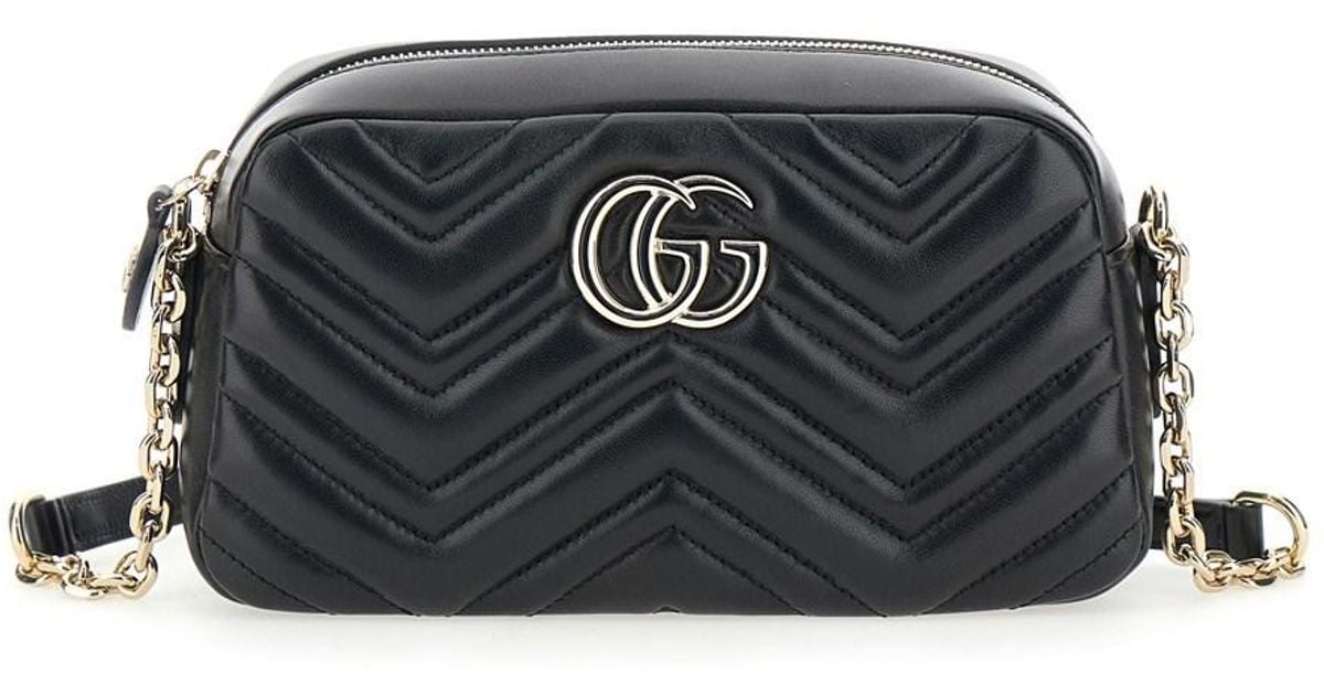Gucci 'Gg Marmont' Small Shoulder Bag With Chain-Link Leather Strap And ...
