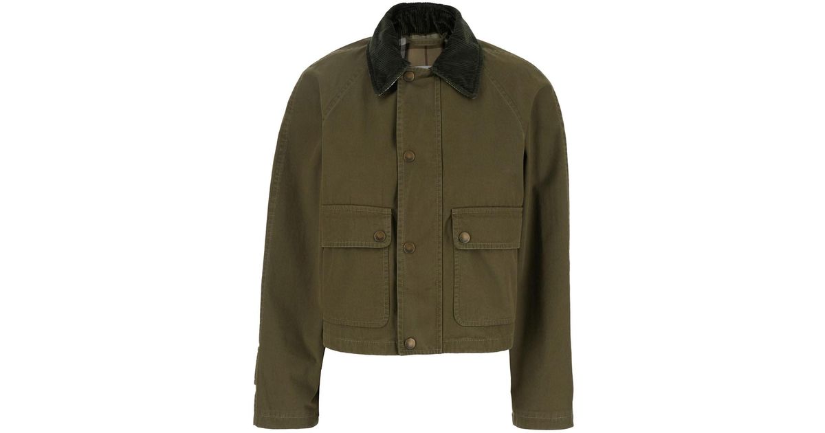 Burberry Ww Short Garment Washed Field Jacket in Green | Lyst UK