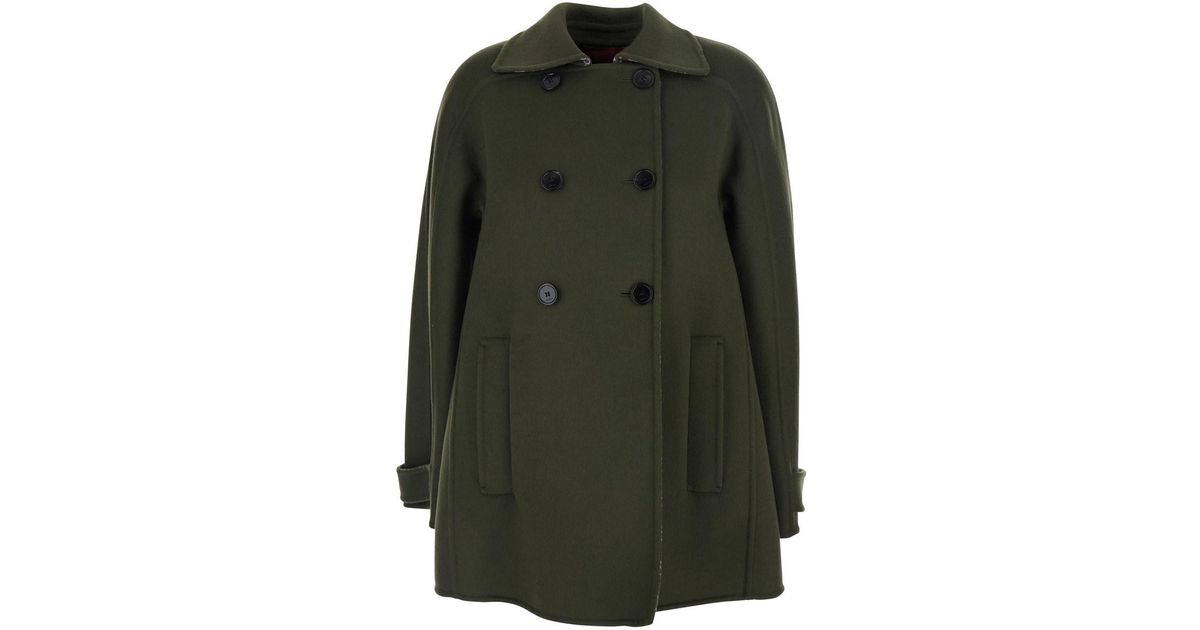 Gucci Caban Gg Double Coat in Green | Lyst UK