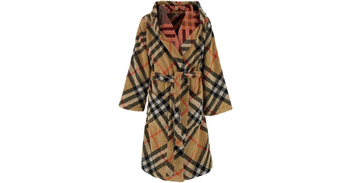Burberry Robe With Cord Closure On The Front And All-Over Check in ...