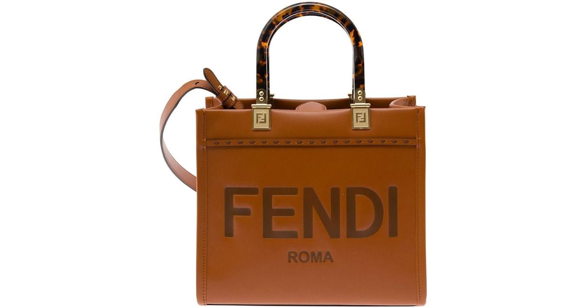 Fendi 'Sunshine Small' Tote Bag With Embossed Logo And Tortoises in ...