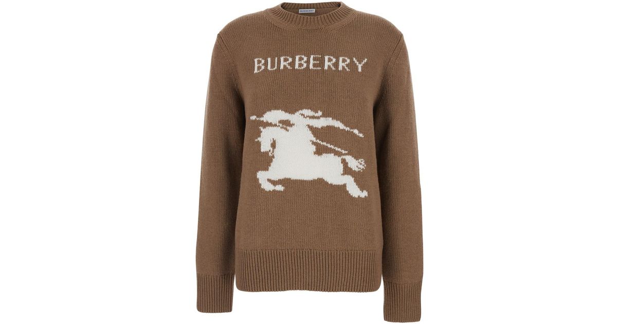 Burberry Crewneck Sweater With Maxi Ekd Embroidery On The Front And ...