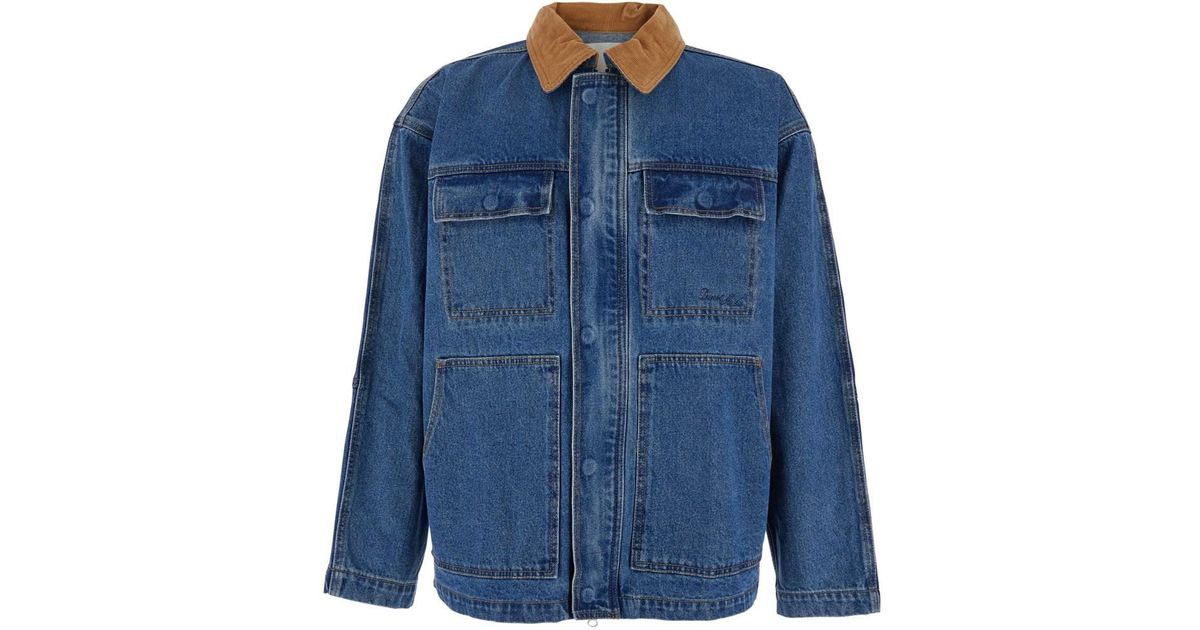 DUNST Jacket With Contrast Collar And Patch Pockets On The Chest in Blue for Men | Lyst