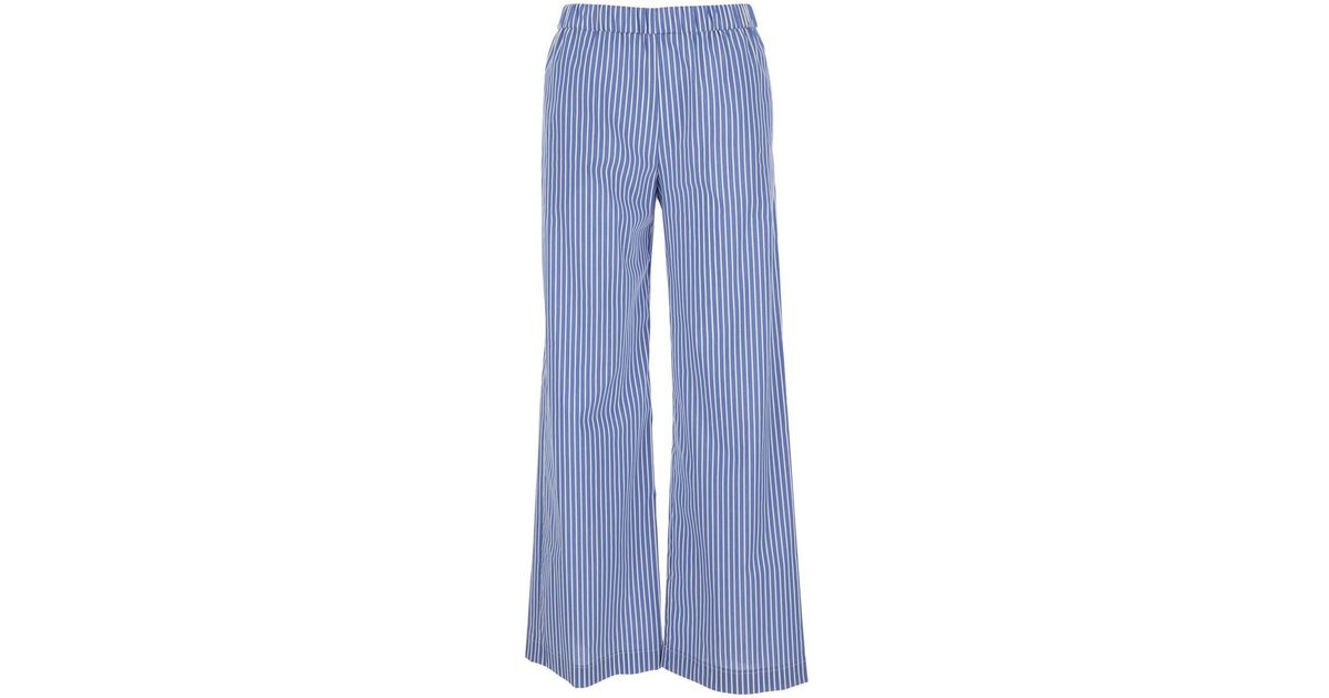 Le Plain Pants With Wide Leg And All-Over Stripes in Blue | Lyst