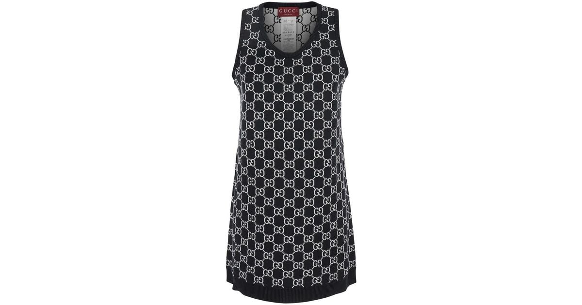 Gucci Sleeveless Mini Dress With Round Neck in Black | Lyst