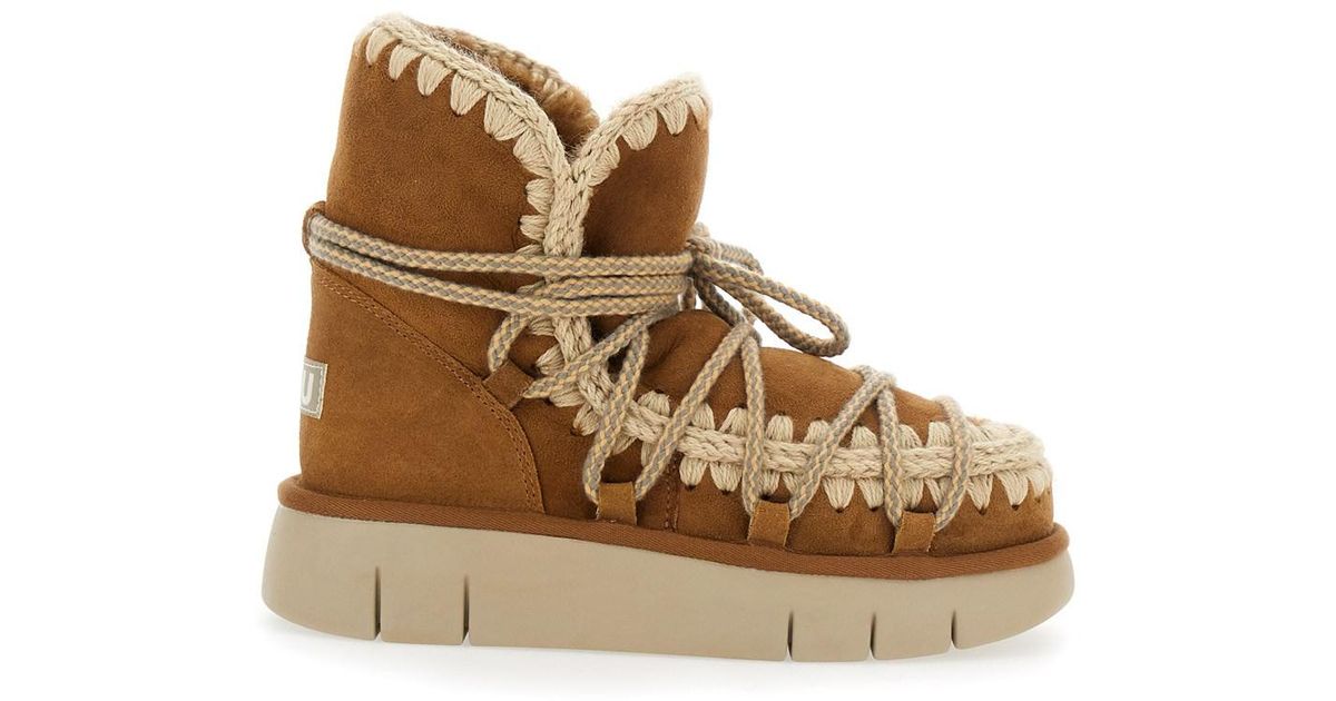 Mou Ankle Boots With Lace Closure And Tassel Detail in Brown | Lyst