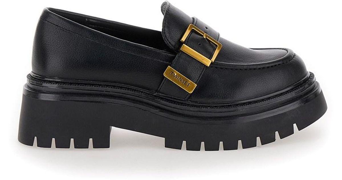 Twinset Loafers With Platform And Logo in Black | Lyst