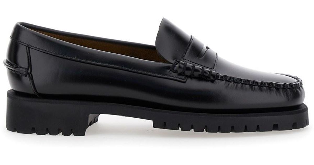 Sebago Slip-On Loafers With Lug Sole in Black | Lyst