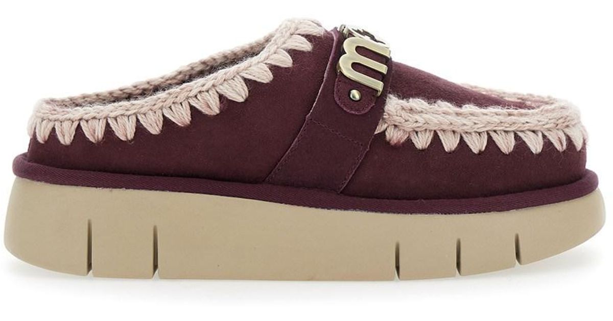 Mou 'Bounce' Mules With Logo Lettering And Open Rear in Purple | Lyst UK
