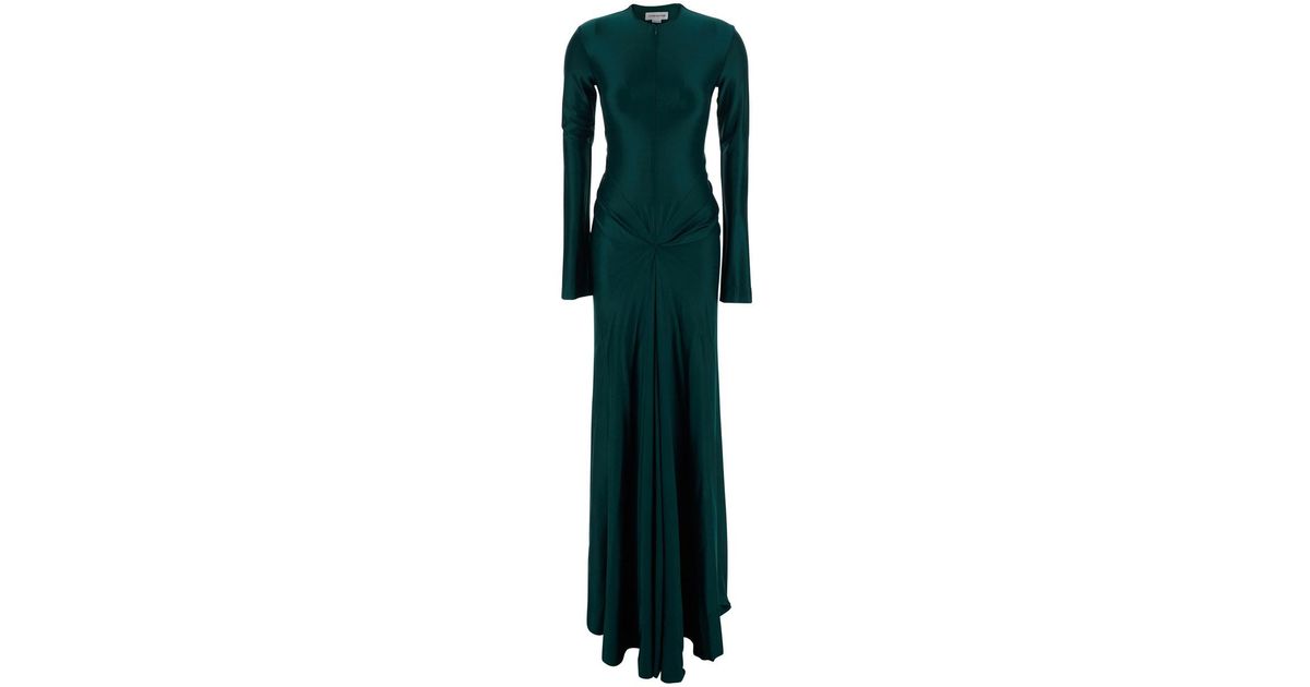 Victoria Beckham Long Sleeve Cut-Out Gown in Green | Lyst UK