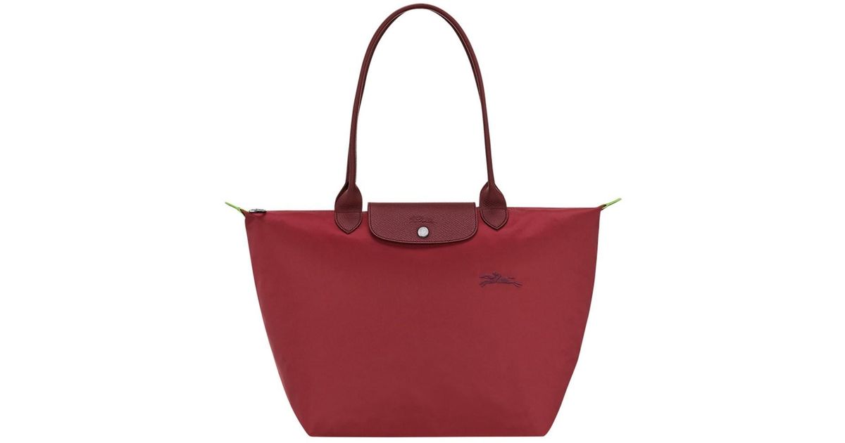 Longchamp 'Le Pliage Original' Tote Bag With Embossed Logo in Red | Lyst