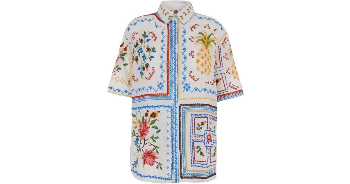 FARM Rio Shirt With Short Sleeves in White | Lyst