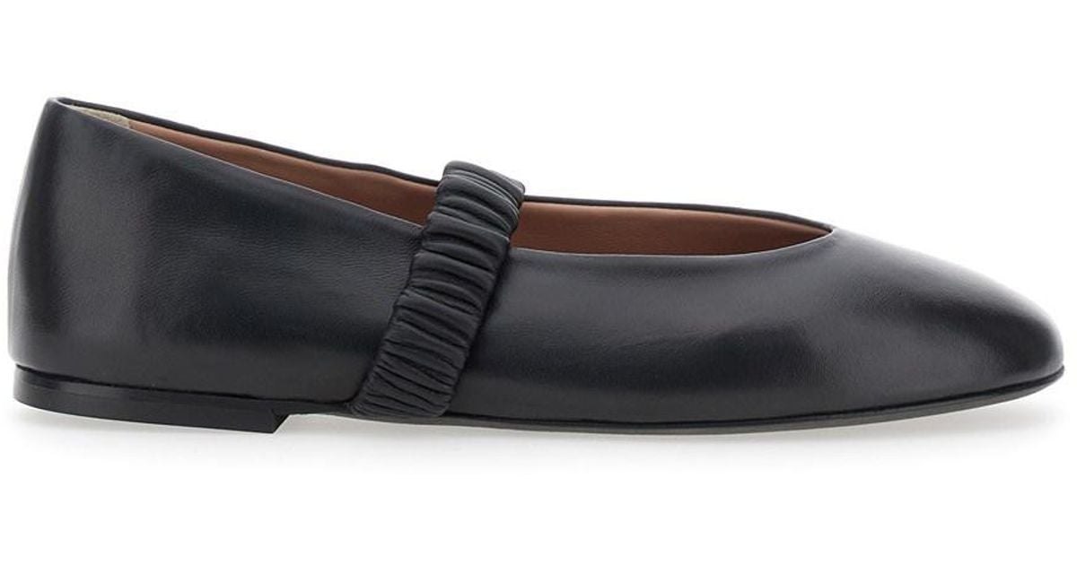 Pollini Ballet Flats With Elasticated Band On The Front in Black | Lyst