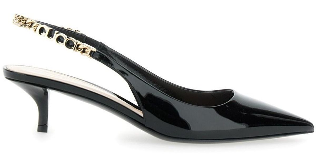 Gucci 'Signoria' Pumps With Logo Strap in Black | Lyst