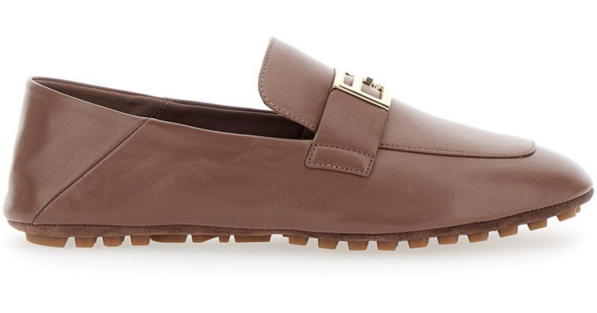Fendi Loafer With Baguette Logo Detail in Brown | Lyst