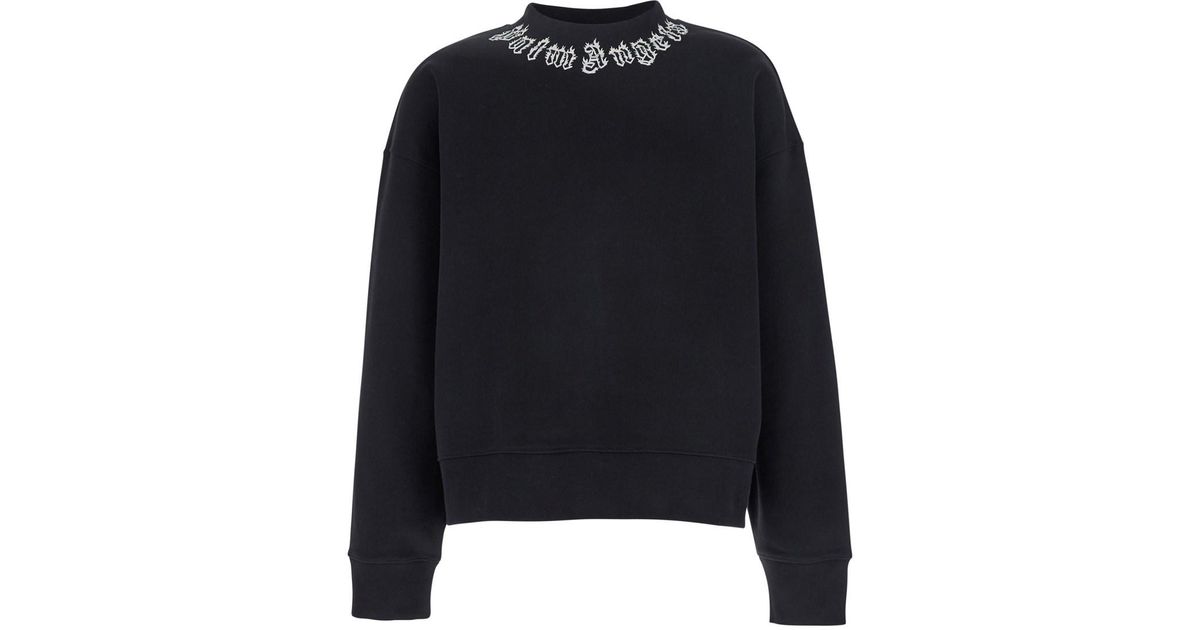 Palm Angels Crewneck Sweatshirt With Logo Lettering On The Neck in Blue ...