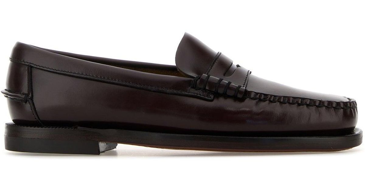 Sebago Dark Brown Leather Classic Dan Loafers in Black | Lyst