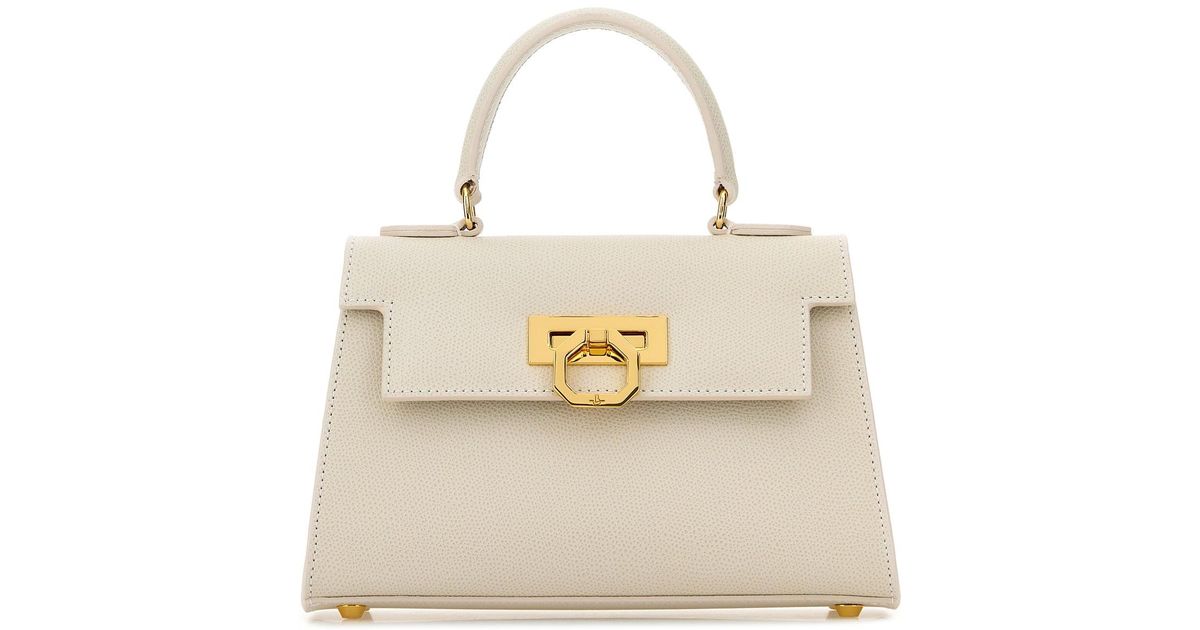 Carbotti Ivory Leather Greta Handbag in Natural | Lyst