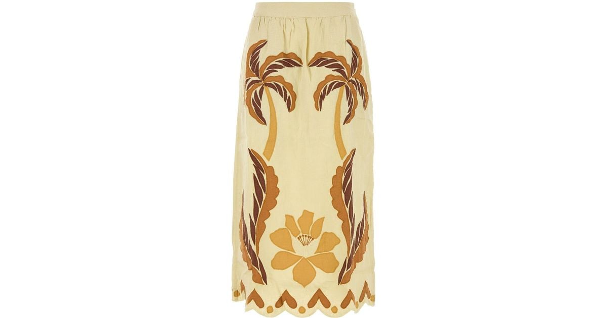 FARM Rio Pastel Yellow Linen Skirt in Metallic | Lyst