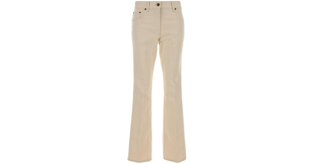 Valentino Garavani Cream Denim Jeans in Natural | Lyst UK