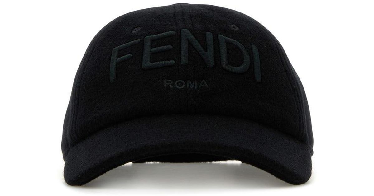 Fendi Signature Logo Baseball Hat in Black for Men | Lyst