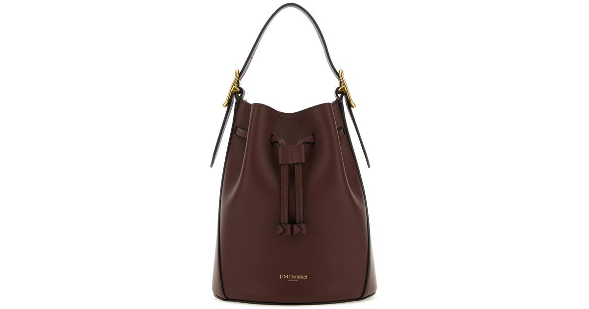 J&m Davidson Brown Leather Poppy Bucket Bag | Lyst