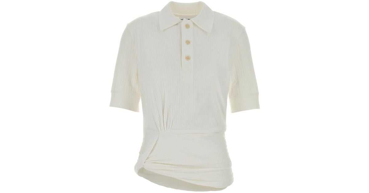 Victoria Beckham White Stretch Cotton Polo Shirt | Lyst UK