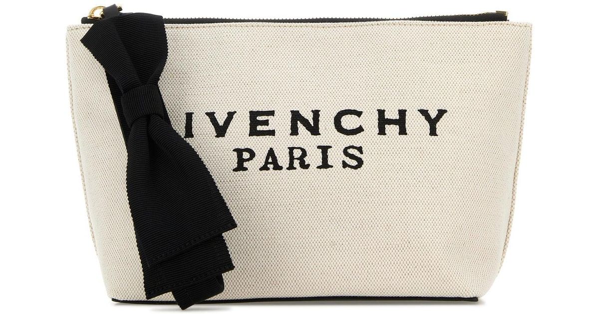 Givenchy Ivory Canvas Pouch in Black | Lyst UK