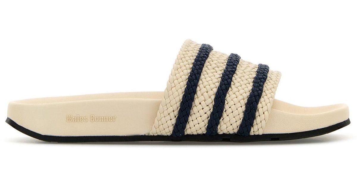 adidas Ivory Leather Adilette Slippers in Black for Men | Lyst UK