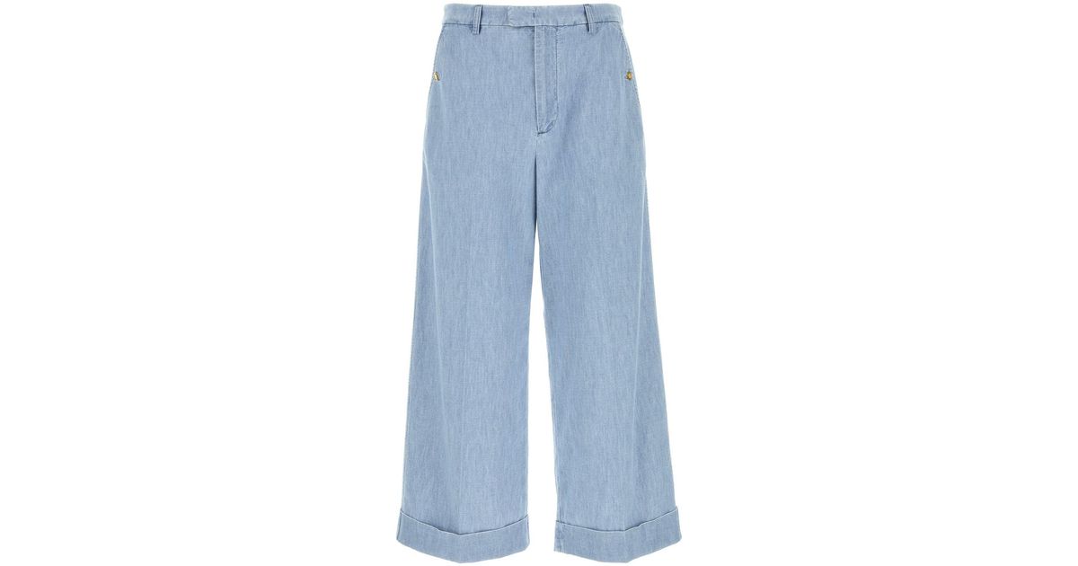 Valentino Garavani Light Blue Denim Wide-leg Jeans for Men | Lyst