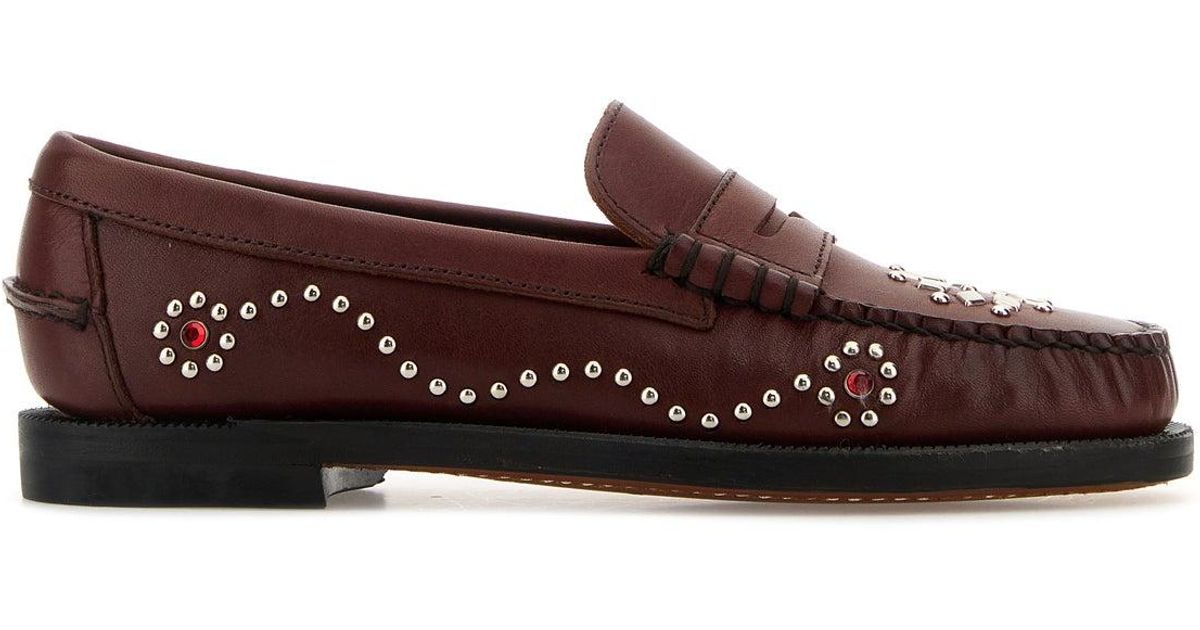 Sebago Burgundy Leather Dandette Loafers in Brown | Lyst