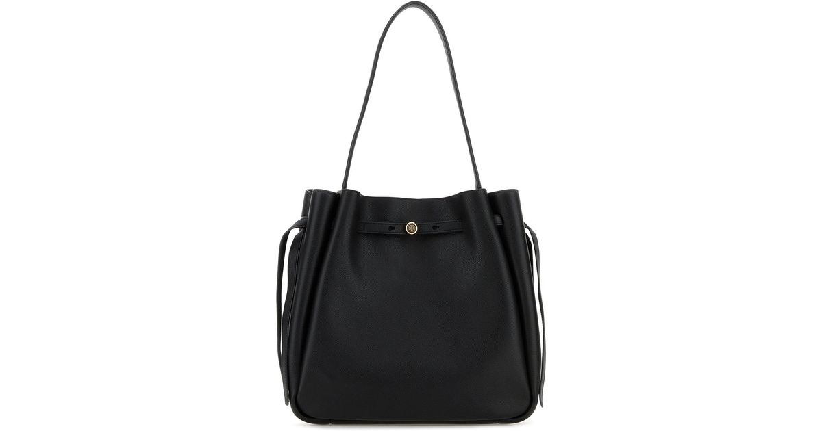 Tory Burch Black Leather Large Romy Bucket Bag | Lyst UK
