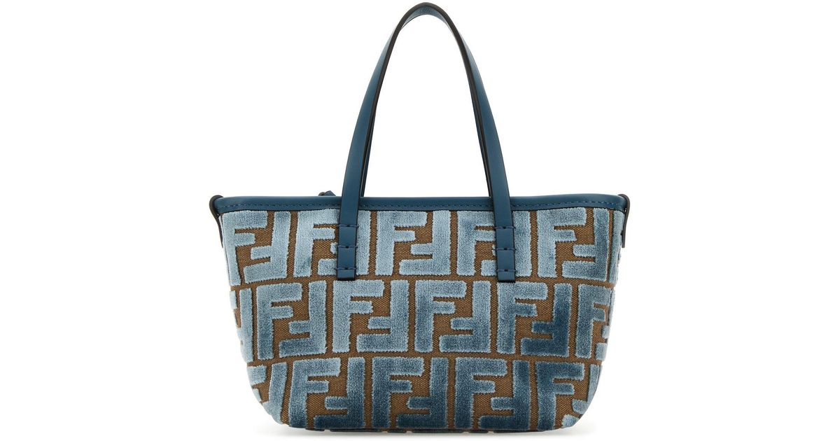 Fendi Embroidered Chenille Mini Roll Handbag in Blue | Lyst