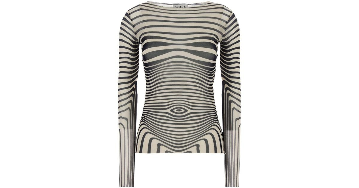 Jean Paul Gaultier Printed Mesh Top in Black | Lyst UK