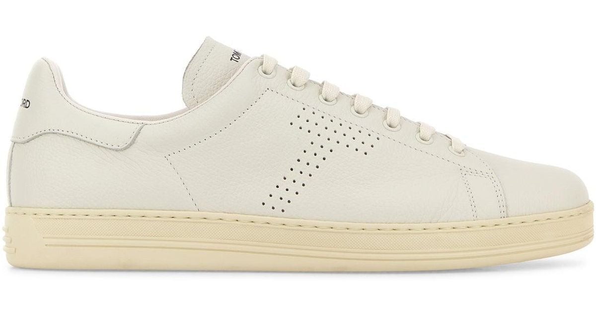 Tom Ford Chalk Leather Warwick Sneakers in White for Men | Lyst UK