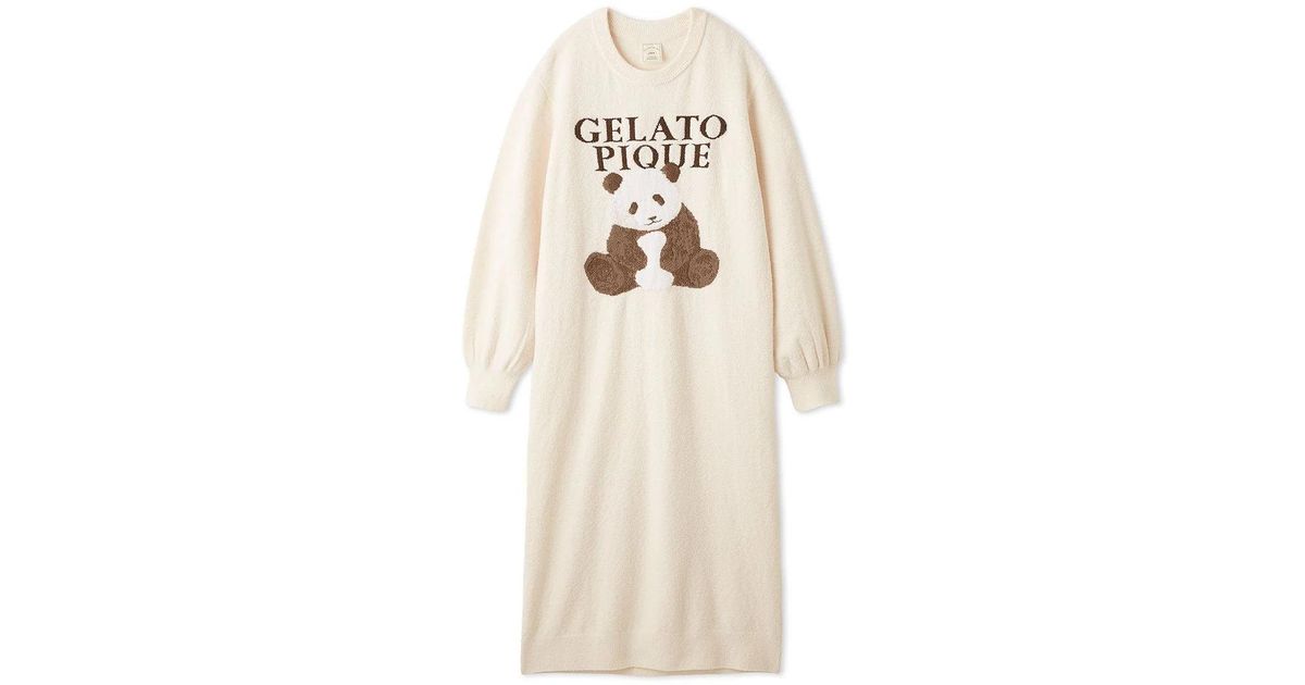 gelato pique Panda Jacquard Lounge Dress in Natural | Lyst