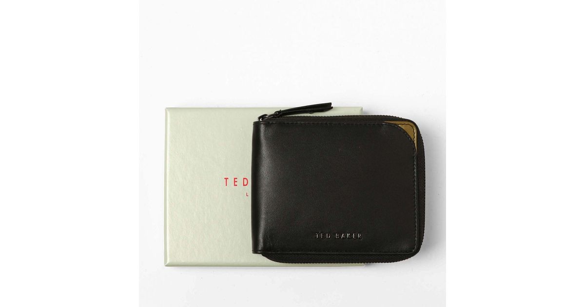 Ted Baker Finniecorner Detail Zip Around Wallet in Black for Men | Lyst UK