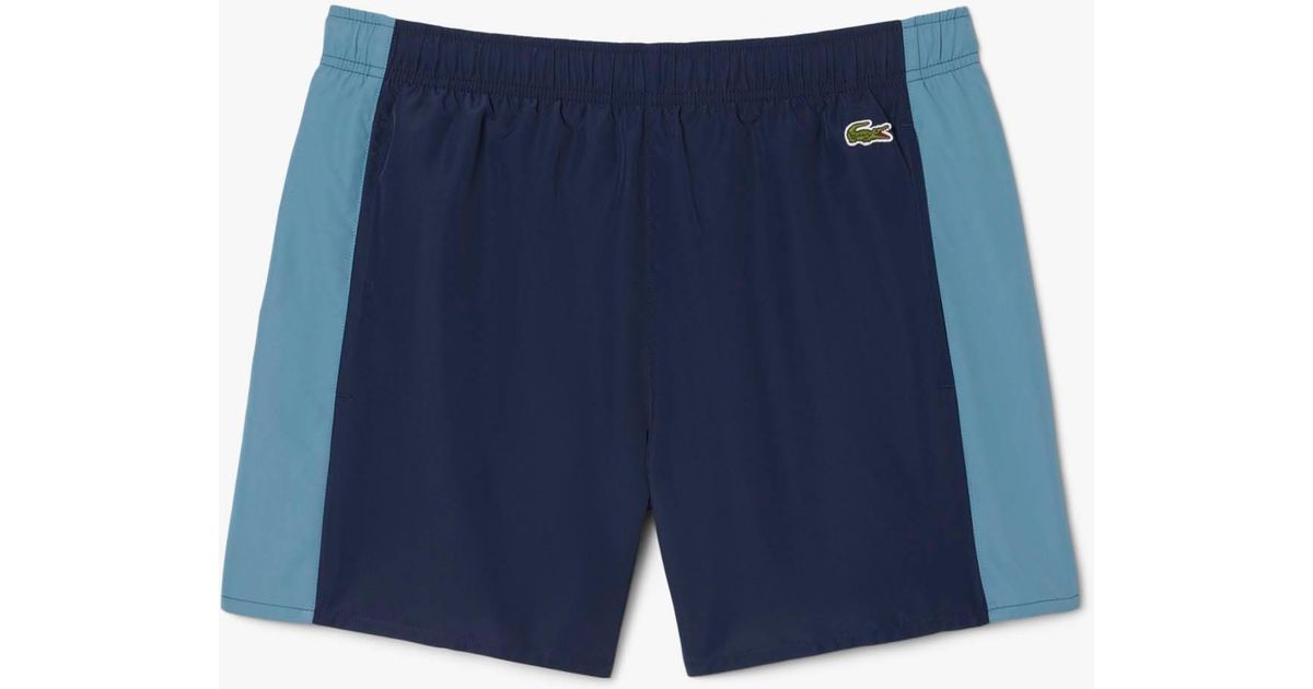 Lacoste Colour Block Swim Trunks in Blue for Men | Lyst UK
