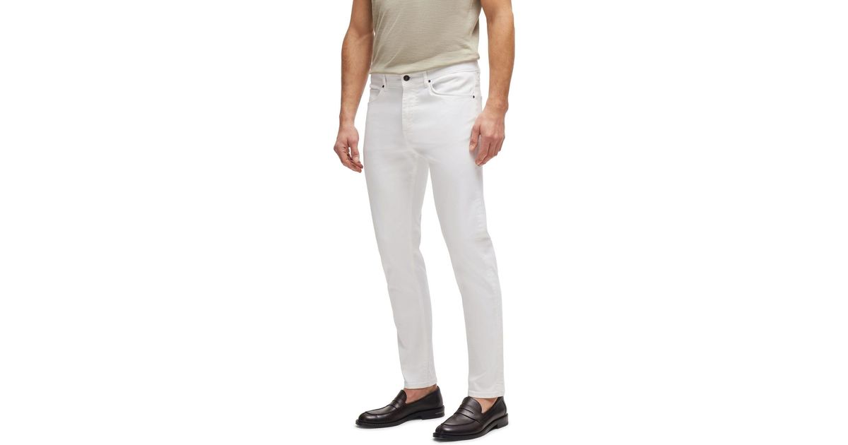 BOSS L-Taber-Detail Tapered-Fit Jeans in White for Men | Lyst UK
