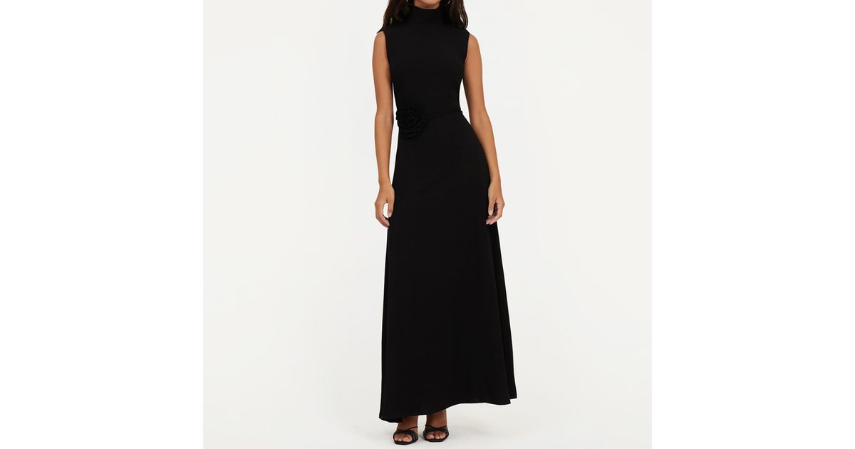 ROTATE BIRGER CHRISTENSEN Floral Applique Jacquard Maxi Dress in Black ...