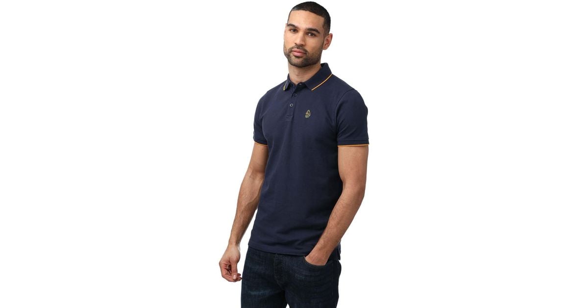 Luke 1977 Ricky Tipped Polo Shirt in Blue for Men | Lyst UK