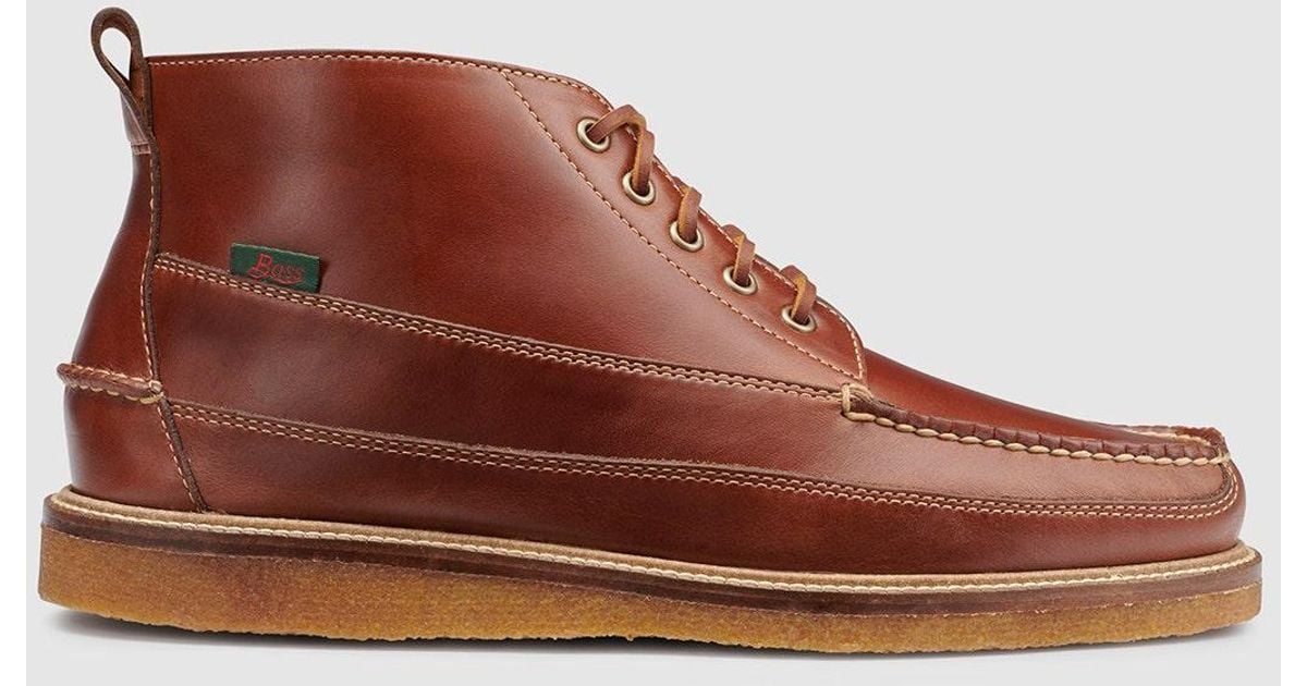 G H Bass And Co Leather Clayton Mid Lace Up Moc Weejuns Shoes In Brown