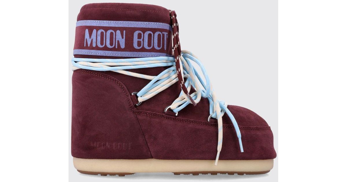 Moon Boot Flat Ankle Boots in Red | Lyst UK