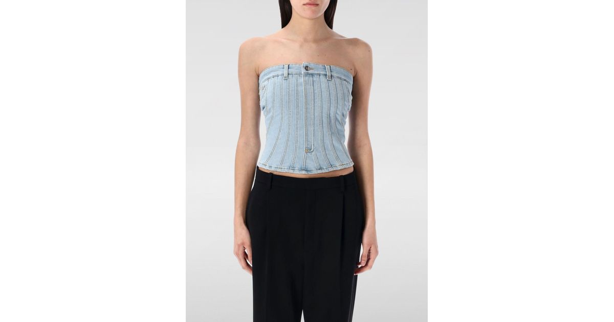 Mugler Denim Corset Top Strapless in Blue | Lyst UK