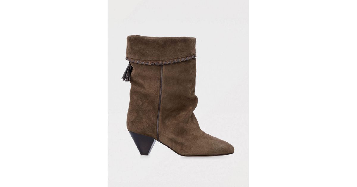 Isabel Marant Flat Ankle Boots in Brown | Lyst UK