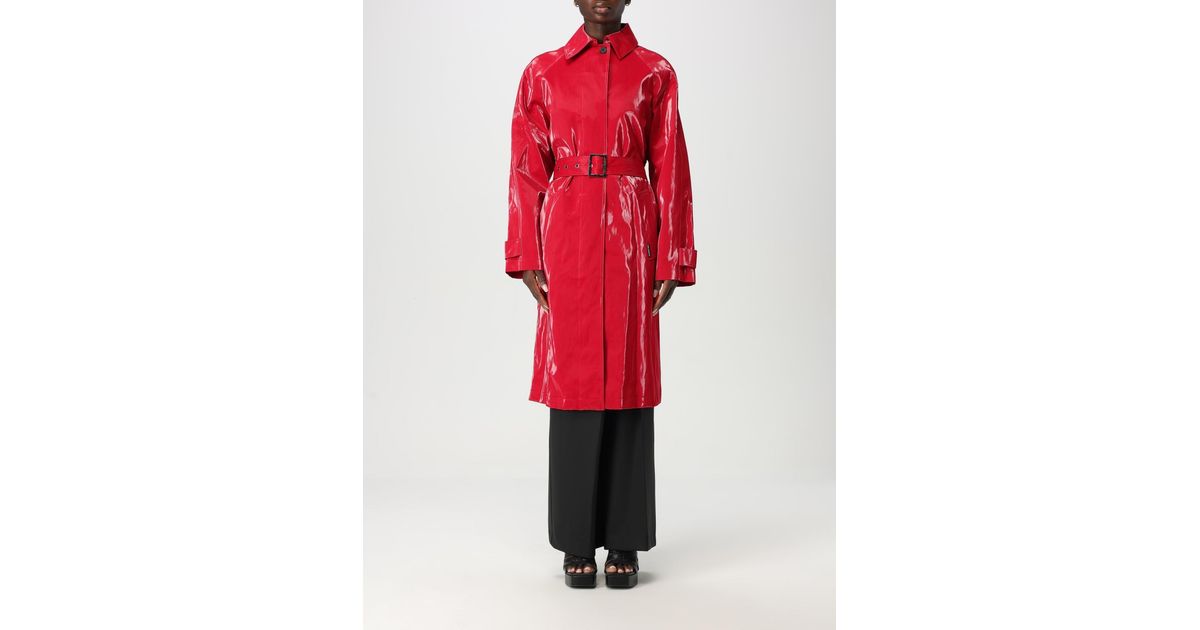 Karl Lagerfeld Trench Coat in Red | Lyst