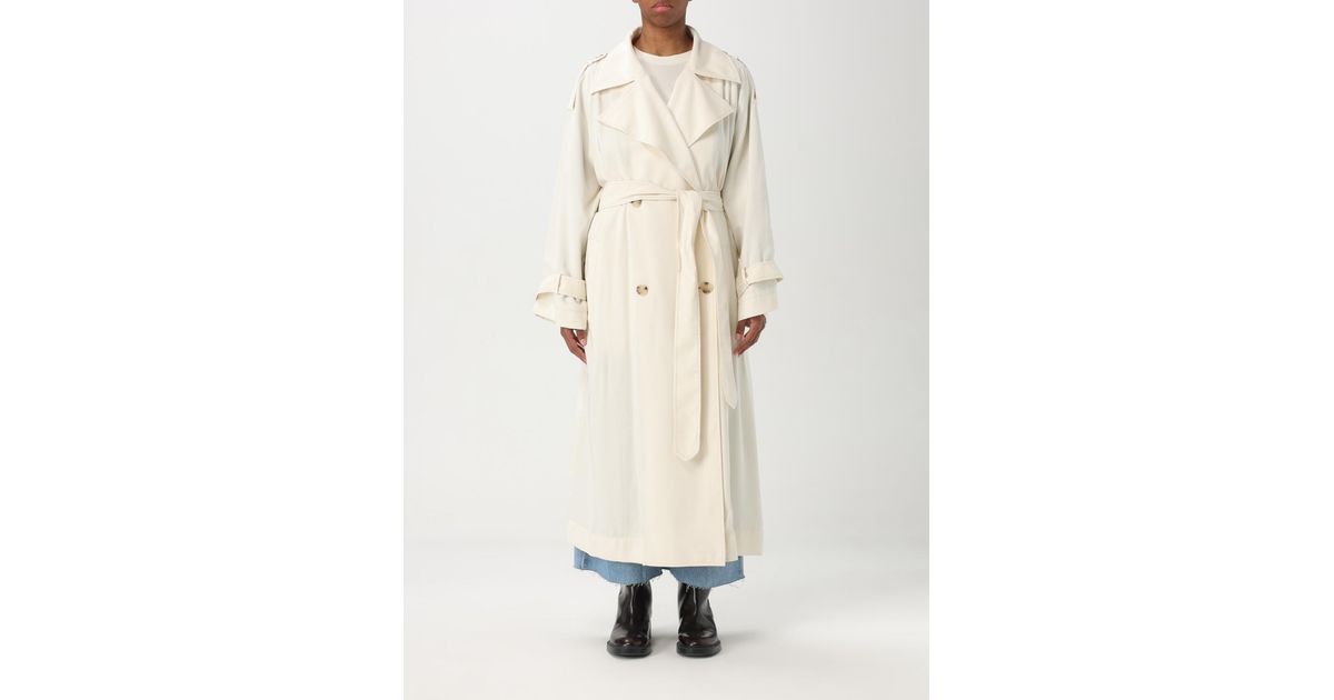 BOSS Double-Breasted Viscose Blend Trench Coat in Natural | Lyst