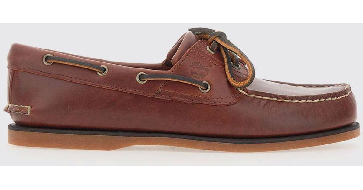 Timberland Classic 2-Eye Leather Boat Loafers in Brown for Men | Lyst ...